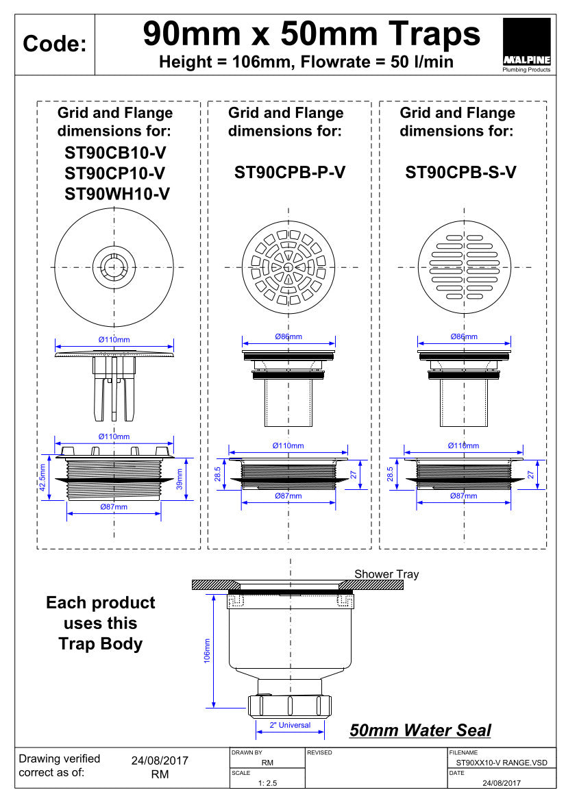 McAlpine ST90CP10-V 90mm Vertical Shower Trap – Tradehutdirect